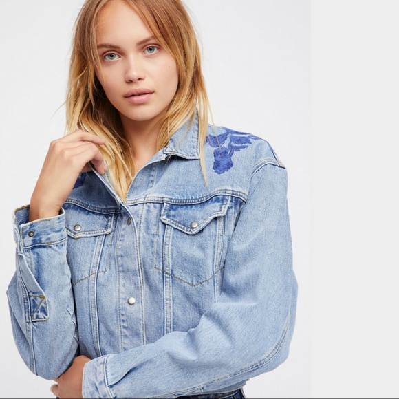 Free People | Jackets & Coats | Free People Cinched Back Denim Jacket ...